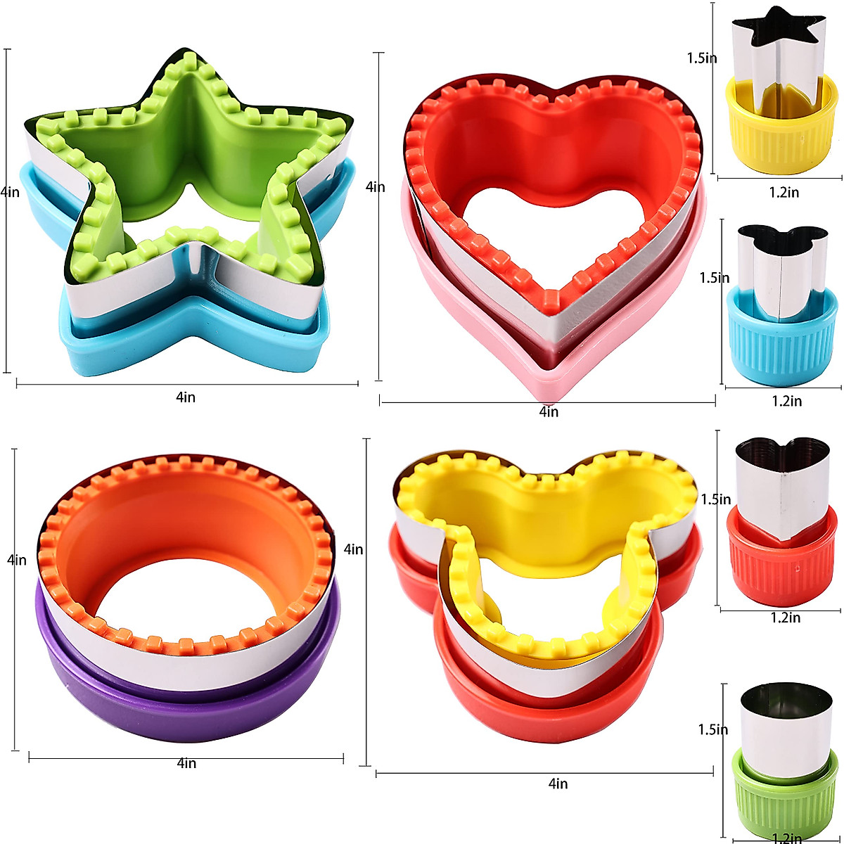 GELIFATLE Sandwich Cutter and Sealer for Kids, 4pcs Bread Sandwich Decruster Pancake Maker DIY Cookie Cutters for Kids Bento - Round Heart Star Mickey Head Shaped