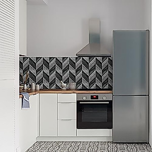 uxcell Peel and Stick Floor Wall Tiles Sticker, 10Pcs 12"x12" Self-Adhesive Wood Grain Floor Stickers Matte Frosted Flooring Tiles for Kitchen Bathroom and Home Decor, Dark Grey