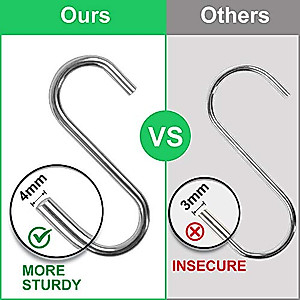 HongWay 15 Pack 2.75" S Hooks for Hanging, Stainless Steel Metal Heavy Duty S Hooks for Kitchen Pan-Pot, Outdoor Hanging Plants, Wardrobe, Bathroom, Bedroom, and Office