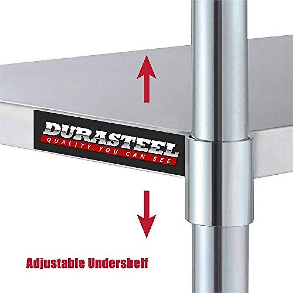 Galvanized Under Shelf for Work Tables - DuraSteel Extra Adjustable Lower Shelf for 24" x 18" Stainless Steel and Wooden Worktables - Fits for use in Restaurant, Warehouse, Home, Kitchen, Garage