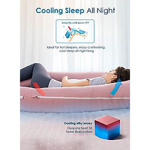 QUEEN ROSE Pregnancy Pillows for Sleeping, Cooling U Shaped Body Pillow, Maternity Pillow for Pregnant Women with Silky Soft Cover, Pink