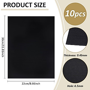 BENECREAT 10Pcs Fursuit Eye Mesh, 11.8x8.6 Inch Black Costume Eye Net, 0.5mm PVC Dust Mesh Plastic Mesh Sheet for Furries Cosplay, Sculptures, Props, Fursuits, Craft Making, 0.45mm Thick
