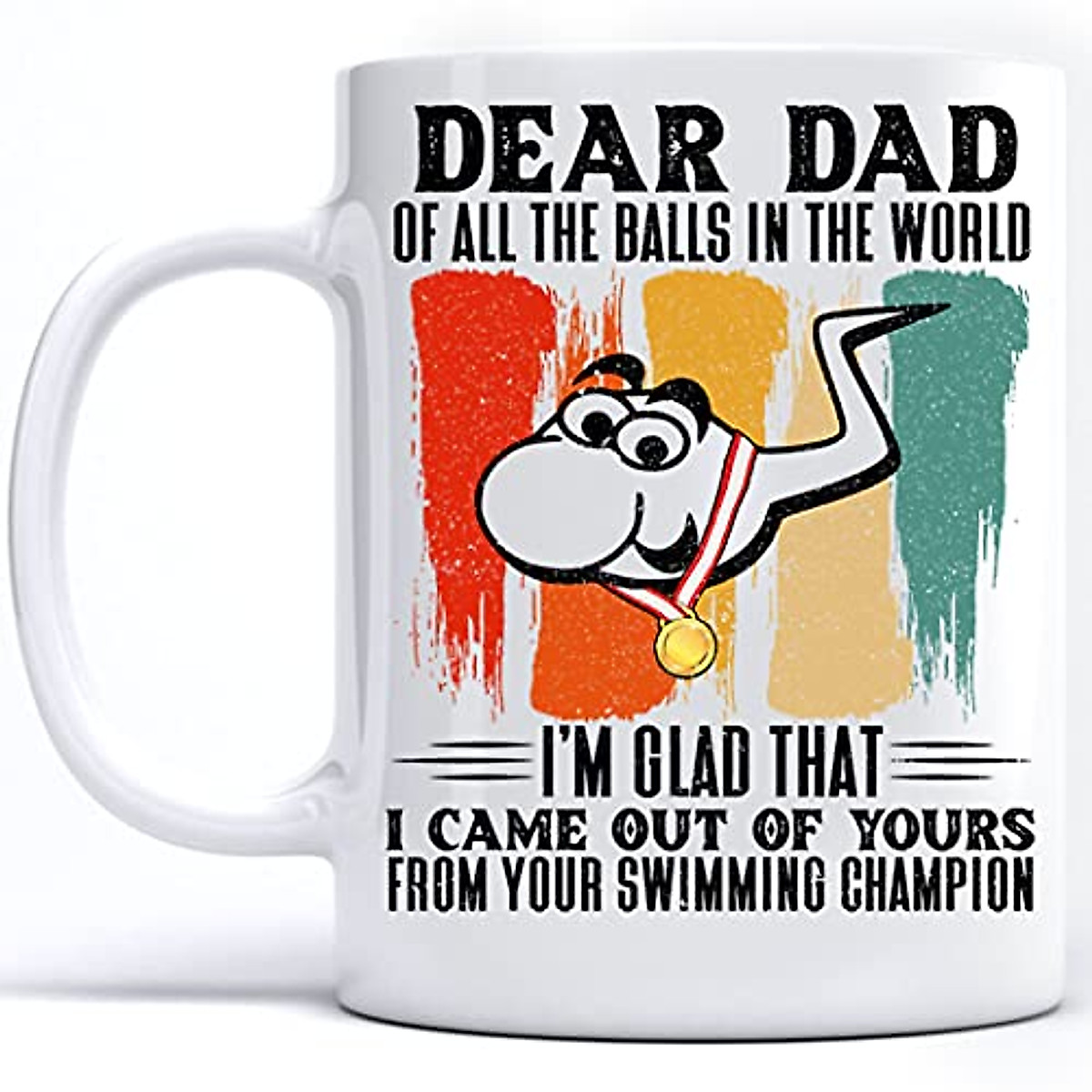 kobalo Christmas 2022 Mug Gifts For Dad, Dear Dad Of All The Balls In The World I'm Glad That I Came Out Of Yours Funny Novelty Coffee Mugs White 11 oz 15 Ounces, Birthday Gift for Dad