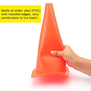 12 Inch Orange Traffic Training Cones, Plastic Safety Parking Cones, Agility Field Marker Cones for Soccer Basketball Football Drills Training, Outdoor Sport Activity & Festive Events - 12 Pack
