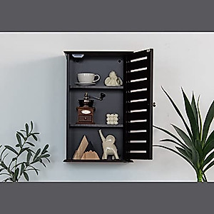 GLACER Medicine Cabinet, Wall Mounted Bathroom Storage Cabinet with Single Louvered Door and Adjustable Shelves, Perfect for Bathroom, Kitchen, Living Room, 14 x 6 x 22 inches (Espresso)