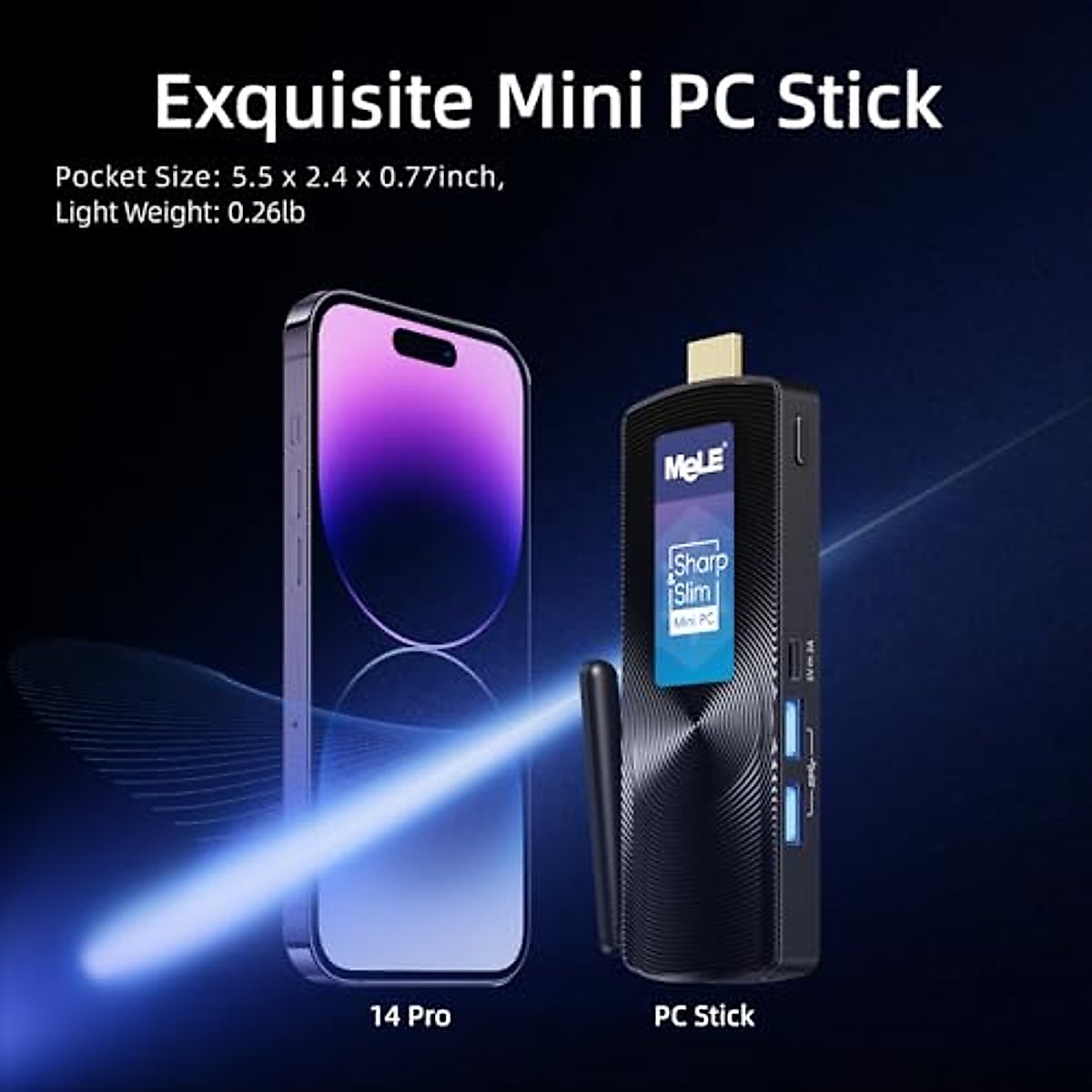 MeLE Fanless Mini PC Stick PCG02 Celeron J4125 8G LPDDR4 128G eMMC Small Desktop Computer Support 4K HDMI,2.4G/5.0G Dual Band WiFi,BT 4.2,Gigabit Ethernet and USB 3.0 for Iot Office