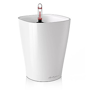 Lechuza 14900 Deltini Self-Watering Planter for Indoor and Outdoor Use, 6" x 6" x 7", White
