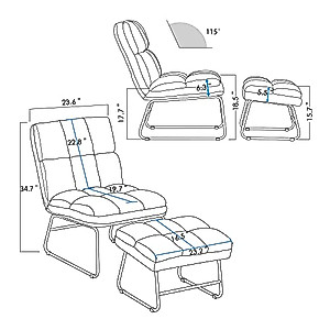 MCombo Accent Chair with Ottoman, Velvet Modern Metal Legs, Club Chair Lounge Sofa Couch for Living Reading Room Bedroom 0014 (Yellow)
