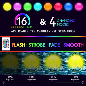 XLYLKS 2 Pcs LED Beach Balls Glow in Dark Party Supplies, 16 Inch Led Beach Ball, IP68 Waterproof Light Up Ball for Swimming Pool, Beach Game, Hot Tub, Decor Outdoor Indoor