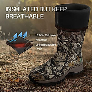 Obcursco Hunting Boots for Men, Waterproof Insulated 6mm Neoprene Rubber Boots for Hunting and Outdoor Activities (Camo, 10)