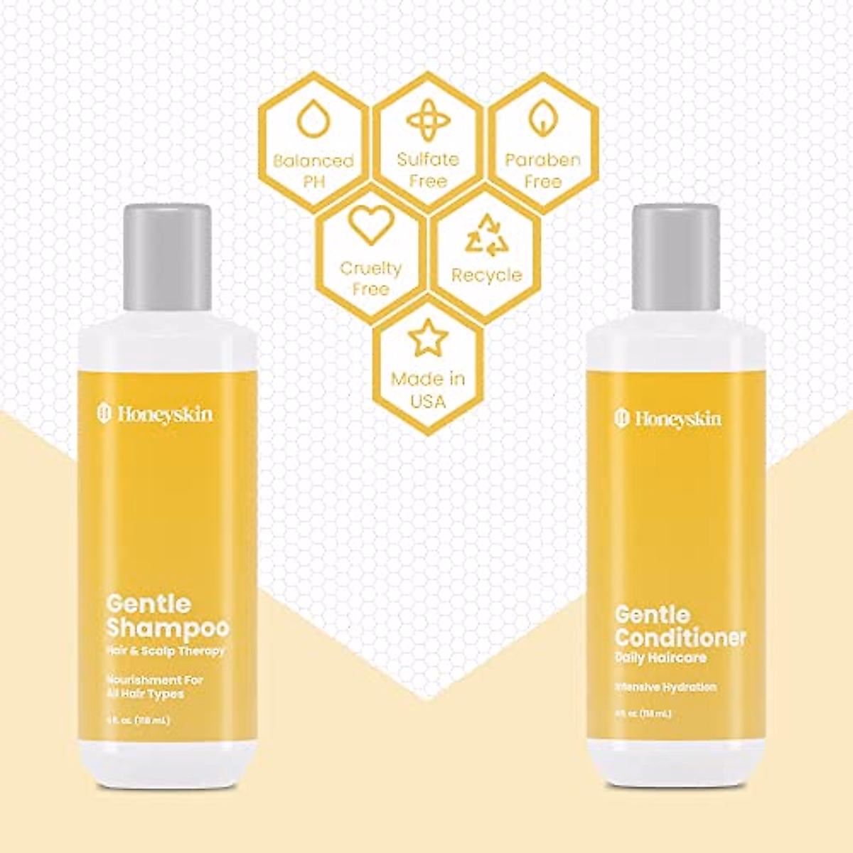 Hair Growth Shampoo and Conditioner for Men and Women with Manuka Honey - Best for Thinning Hair and Hair loss - Sulfate-Free Shampoo and Conditioner for Color-Treated Hair and Hydrating Shampoo (4oz)