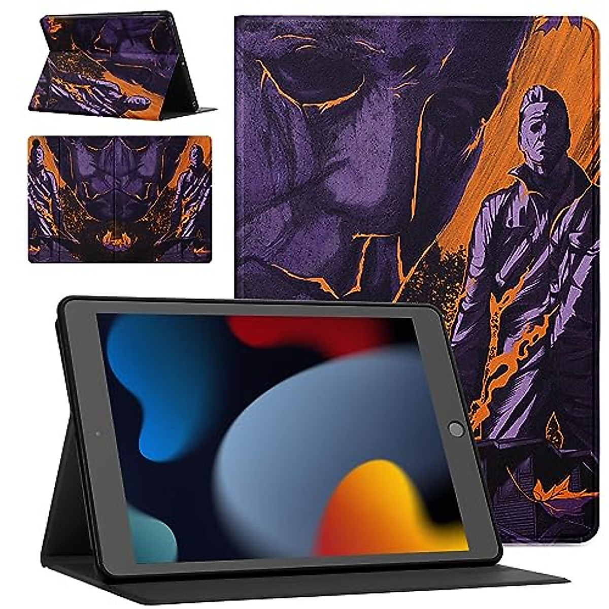 Cool Tablet Case for iPad Pro 12.9 Case, Horror Movie Pattern Aesthetics Print,Halloween Design Cases for Women Men, PU Leather Folio Xmas Back Cover Funda for iPad Pro 12.9 Inch (2021/2020/2018)