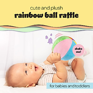 Plush Rainbow Fabric Ball Rattle | Soft Plush Ball for Baby & Toddlers | Baby First Ball | Infant Rattle Ball Toy | Rainbow Plush Ball | 0-36 Months
