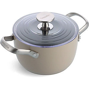 GreenPan Healthy Ceramic Nonstick, 2QT Rice Grains and Soup Maker, Caldero Pot with Lid, PFAS-Free, Induction, Dishwasher Safe, Oven Safe, Taupe