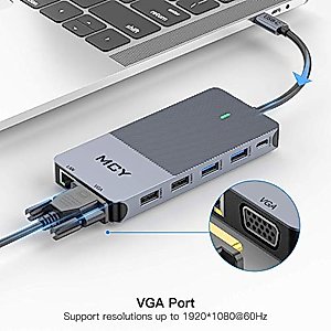 Docking Station, MCY 12 in 1 Triple Display Laptop USB C Docking Station Dual Monitor USB Type C Hub with Dual HDMI VGA Adapter, Compatible with MacBook, XPS, Dell, USB C Dock