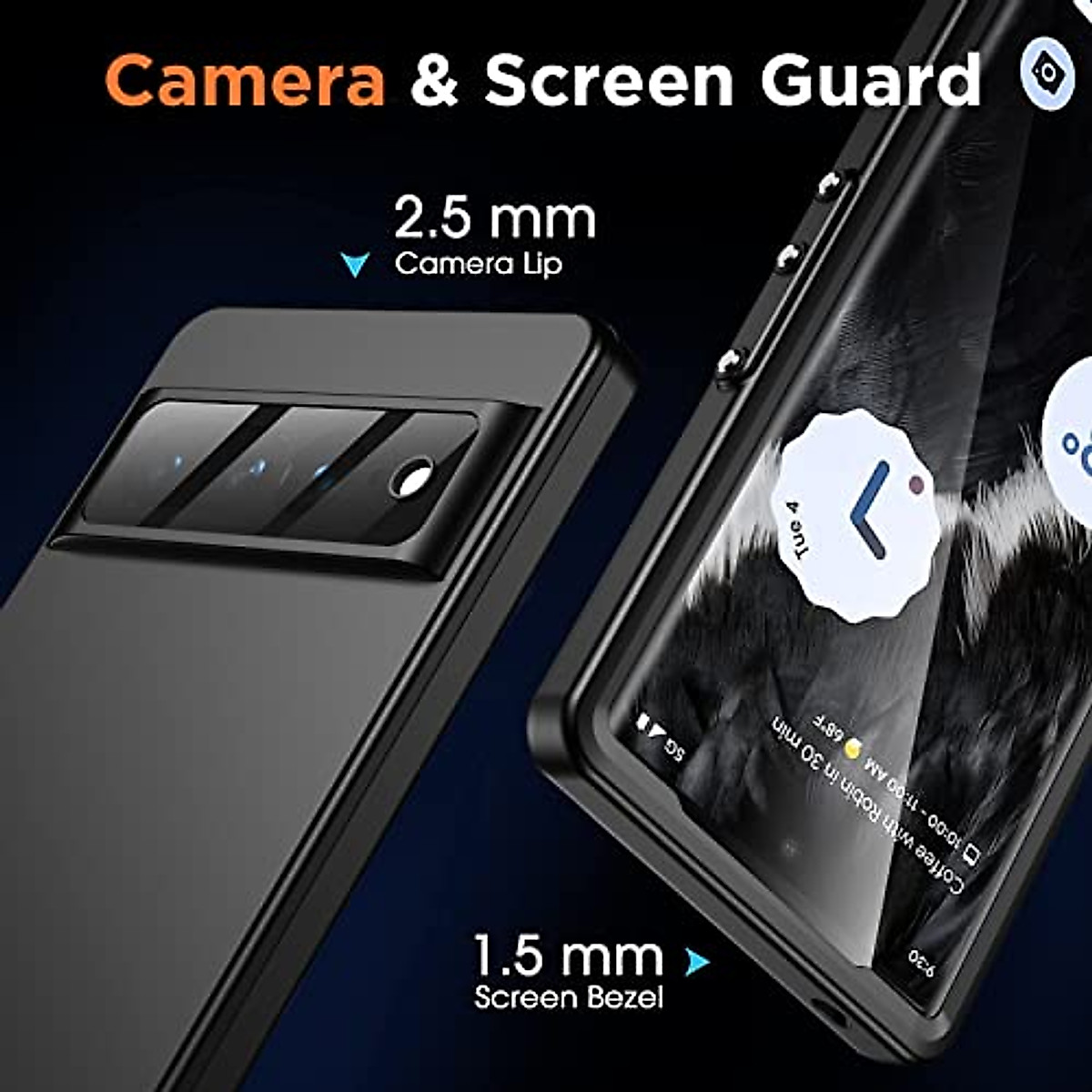 GOLDJU for Pixel 7 Pro Case, [IP68 Waterproof] Case [Dustproof] with [Built-in Screen Protector], [10FT Military Fully Body Shockproof] Phone Case for Google Pixel 7 Pro (2022), Black