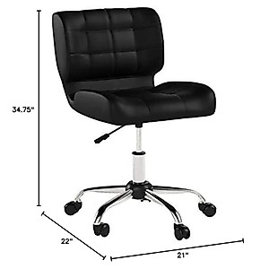 Calico Designs Modern Black Crest Armless Office Chair Swivel Task Chair Desk Chair Computer Chair, Black,