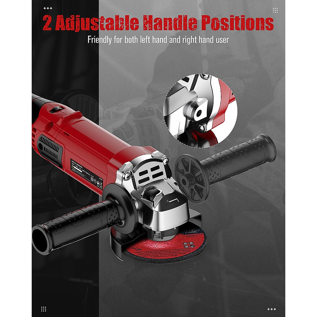 AVID POWER Angle Grinder 4-1/2 Inch 8.0 Amp 1000W Electric Grinder Tool 7-Variable-Speed Metal Grinder, 11,500 RPM, Paddle Switch with Lock-on Button, Cutting & Grinding Wheels and Side Handle