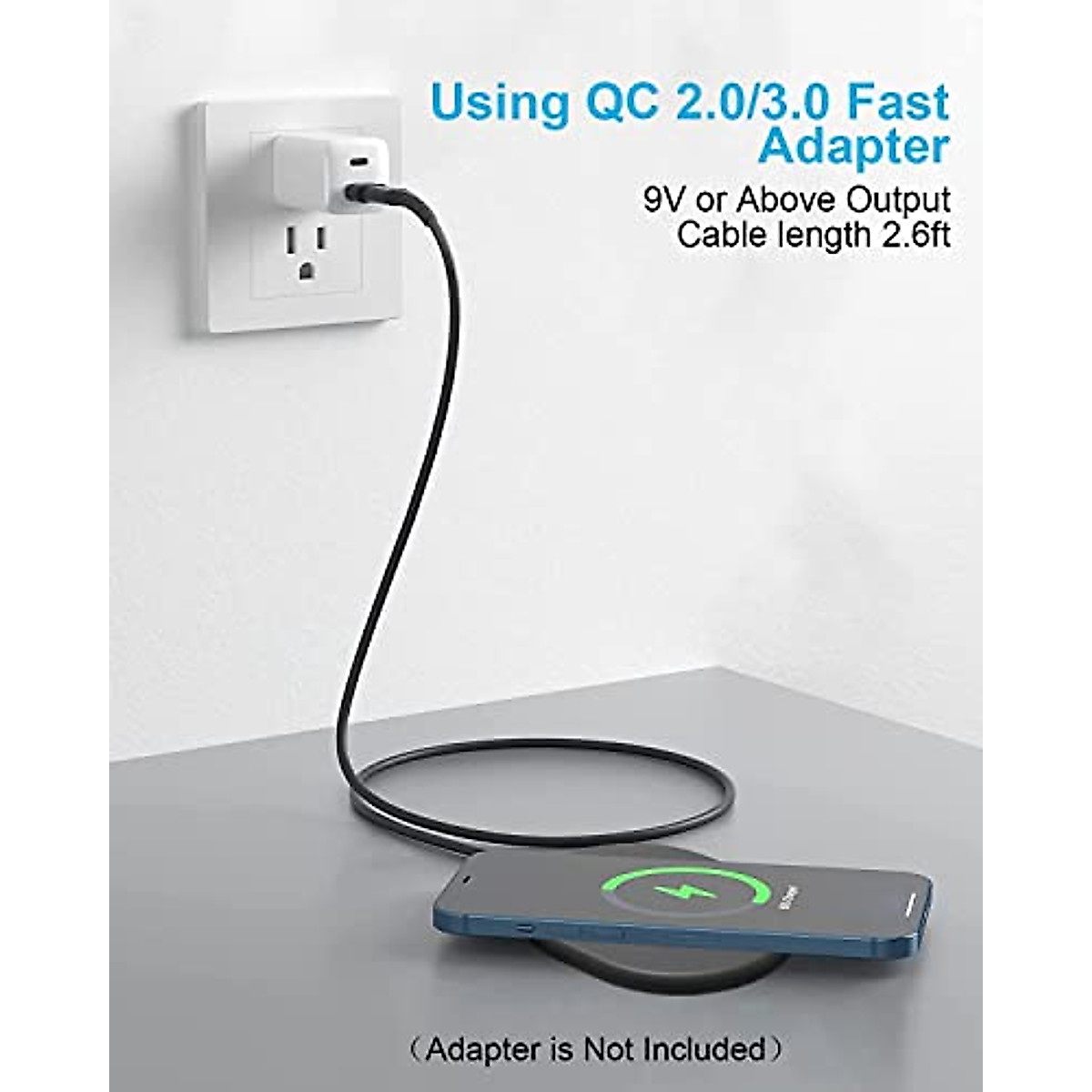 Ultra-Slim Wireless Charger, 15W Maximum Fast Wireless Charging Pad Compatible with iPhone 14/13/12/11, for Samsung Galaxy S21/S20/S10/S9/S8/Note20/10/9/8,Google Pixel(No AC Adapter)