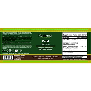 Kutki Supreme - Harmony Nutraceuticals Ayurvedic Medicine for Healthy Skin, Immune and Respiratory Systems - 120 Vegan Organic Capsules
