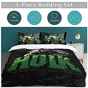 ICQ Comics Super Theme Bedding Duvet Cover Sets，3 Piece Bedding Comforter Sets Twin Full Queen Size for Neutral Kid Boys Girls Bedroom Teen Quilt Cover Bed Set 90"x90"