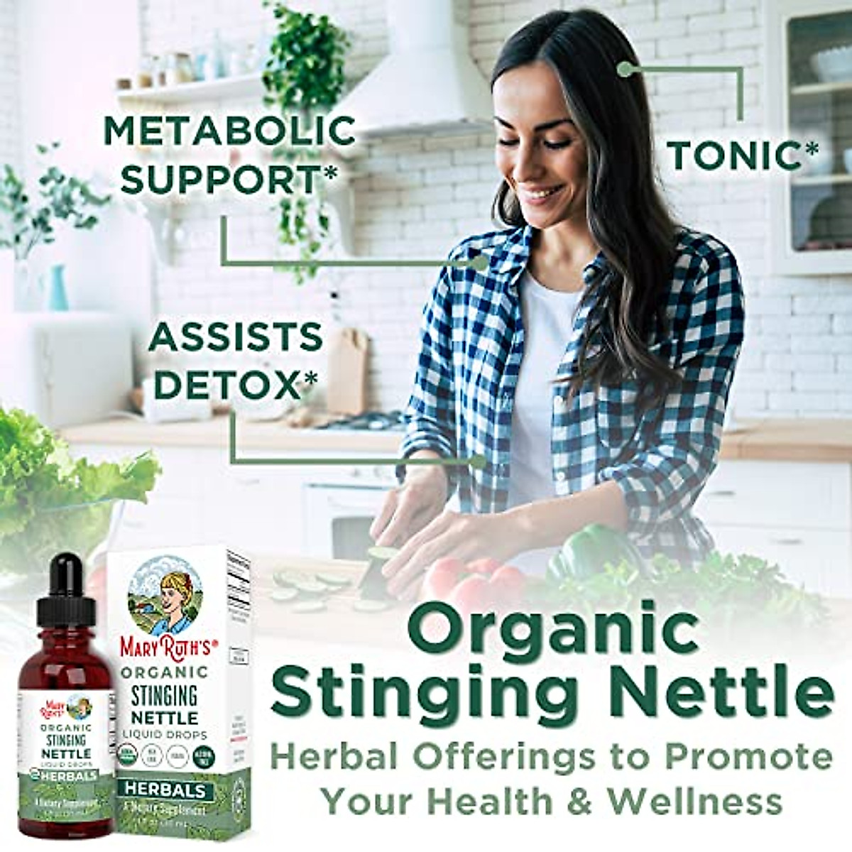 Stinging Nettle | USDA Stinging Nettle Leaf | Stinging Nettle for Glucose Metabolism Support | Detox Supplement | Herbal Blend for Detoxification | Vegan | Non-GMO | Gluten Free | 1 Fl Oz