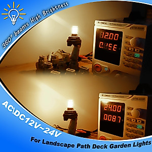 Heifymi T5 T10 LED Wedge Base Bulbs, 2700K Warm White 2 Watts Equivalent 11W 18W Incandecent Bulbs, AC/DC 12-24V Low Voltage Replacement for Landscape Path Deck Garden RV Camper Lights, 6 Pack