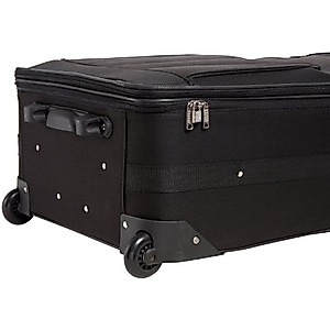 Rockland Journey Softside Upright Luggage Set,Expandable, Lightweight, Black, 4-Piece (14/19/24/28)