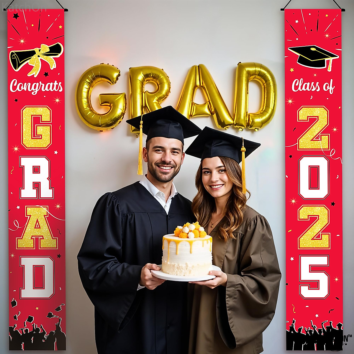 Graduation Banner for Graduation Door Decorations - 72x12 Inch, No DIY | Graduation Door Banner for Graduation Party Decorations 2022 Black and Gold | We Are So Proud of You Graduation Banner 2022