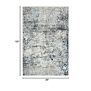 Miukiki 8x10 Area Rugs for Living Room,Anti-Slip Backing Washable Rug,Stain Resistant Modern Abstract Large Area Rug,Ultra-Thin Room Decor Rugs (Navy/Gold,8'x10')