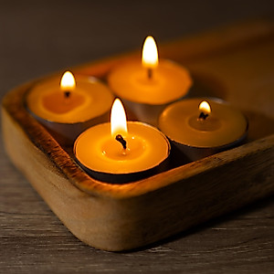 100% Pure Beeswax Tealight Candle Set of 48-3 Hours Lasting Smokeless Tealight Candles - Cotton Wick - Unscented Tea Light Candles - Candle Lover Gift