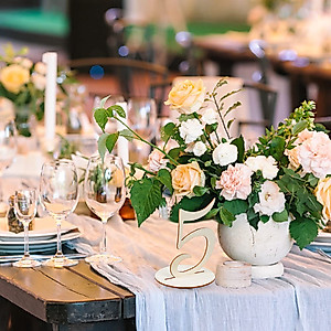 FINGERINSPIRE 20PCS Wood Table Numbers with Holder Base 3.9 inch Tall Wooden Numbers 1-20 Number Shape Wooden Table Decoration Wedding Party Reception Seat Numbers for Party Catering Event