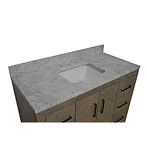 Peyton 48-inch Bathroom Vanity (Carrara/Gray Oak): Includes Gray Oak Cabinet with Stunning Carrara Marble Countertop and White Ceramic Sink