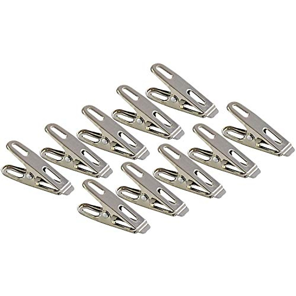 Home-X 10 Pack Stainless Steel Clothespin & Utility Clip Multi-Purpose Stainless Steel Clips, Cord Clothes Pins Utility Clips Clamps Darkroom Photoclips-1.5 Inch