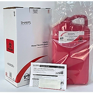 Sharps Compliance 13000-008 Sharps Recovery System 3 gal Needle Disposal Container, English, 15.34 fl. oz., Plastic, 1 x 1 x 1