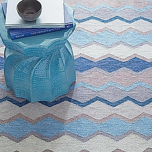 Dash & Albert Safety Net Handwoven Indoor/Outdoor Rug, 8 X 10 Feet, Blue/Grey Geometric Pattern