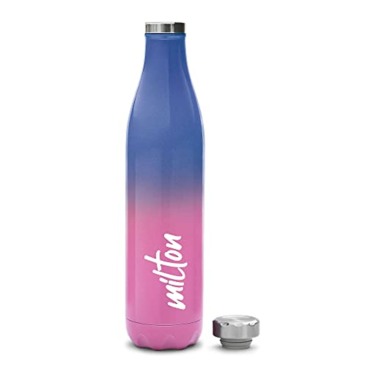 Milton Thermosteel Prudent 1100, Double Walled Vacuum Insulated Flask 1023 ml | 37 oz | 1 Ltr |24 Hours Hot and Cold Water Bottle, 304 Stainless Steel, BPA Free, Food Grade, Leak-Proof | Pink-Blue