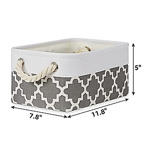 Bidtakay Baskets Set Fabric Storage Bins-White&Quatrefoil Grey Bundled Baskets of 2 Large Baskets 16" X 11.8" X 11.8" + 6 Small Baskets 11.8" X 7.8" X 5"