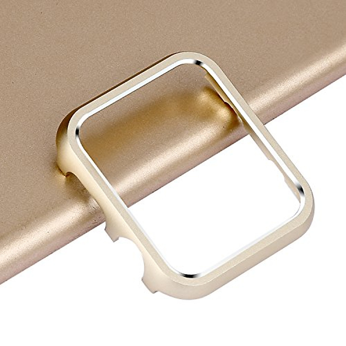 Leotop Compatible with Apple Watch Case 38mm 42mm, Compatible iWatch Bumper Metal Protective Cover Aluminum Frame Bling Shiny Protector Compatible Apple Watch Series 3/2/1(Matte Gold, 38mm)