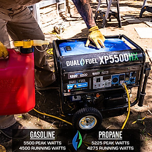 DuroMax XP5500HX 5,500-Watt Dual Fuel Portable Generator - Gas & Propane, Electric Start, RV & Emergency Ready