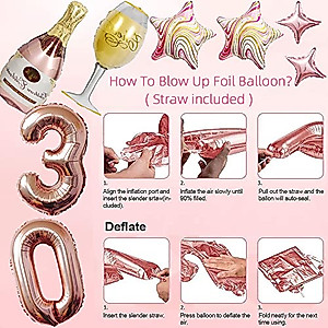 30th Birthday Decorations for Women - Rose Gold 30 Birthday Party Decoration for Her, Happy Birthday Banner, Balloon Arch ,Cake Topper, Foil Balloons and Sash for Girls Thirty Birthday Party Supplies