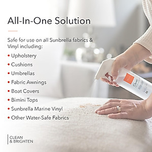 Sunbrella Clean Multi-Purpose Fabric Cleaner | All-in-One Solution for Water-Safe Fabrics and Vinyl | Upholstery Cleaner, Removes Stains & Spills | Non-PFAS | 16 fl oz