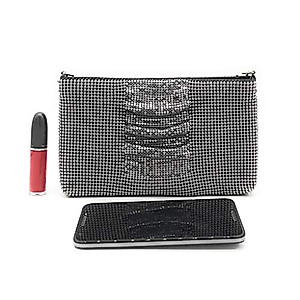 Frewahmesh Women clutch metal mesh evening purse bag for Cocktail Party Prom Wedding Banquet (Gun metal)