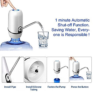 BANGMENG Water Bottle Pump,Electric Drinking Water Pump,USB Rechargeable Portable Water Dispenser,Automatic Shut-Off Water Pump Dispenser for Universal 5 Gallon Bottles