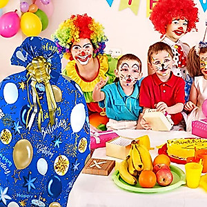 OILCUP 2 Pcs Large Gift Bags Oversized Plastic Storage Bags 48"x 36" with 2 Pcs Pull Flowers for Large Birthday Gift Wrapping, Kids Bike Gift Bags, Birthdays, Parties, New Parents Baby Showers