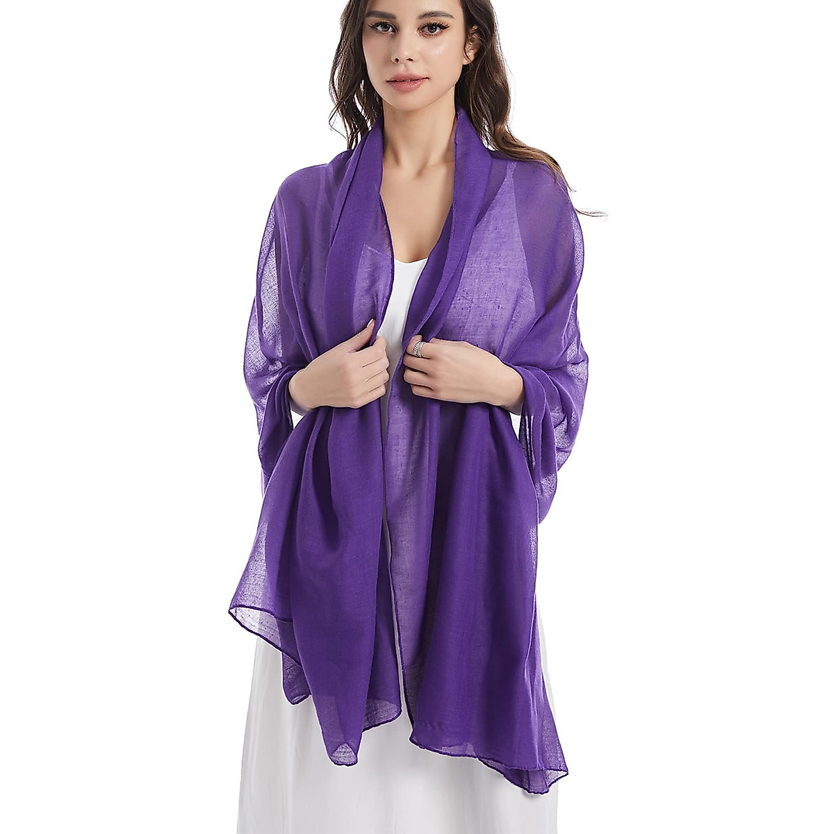 MissShorthair Womens Solid Color Scarfs Long Lightweight Scarf for Women Large Sheer Wrap Shawl