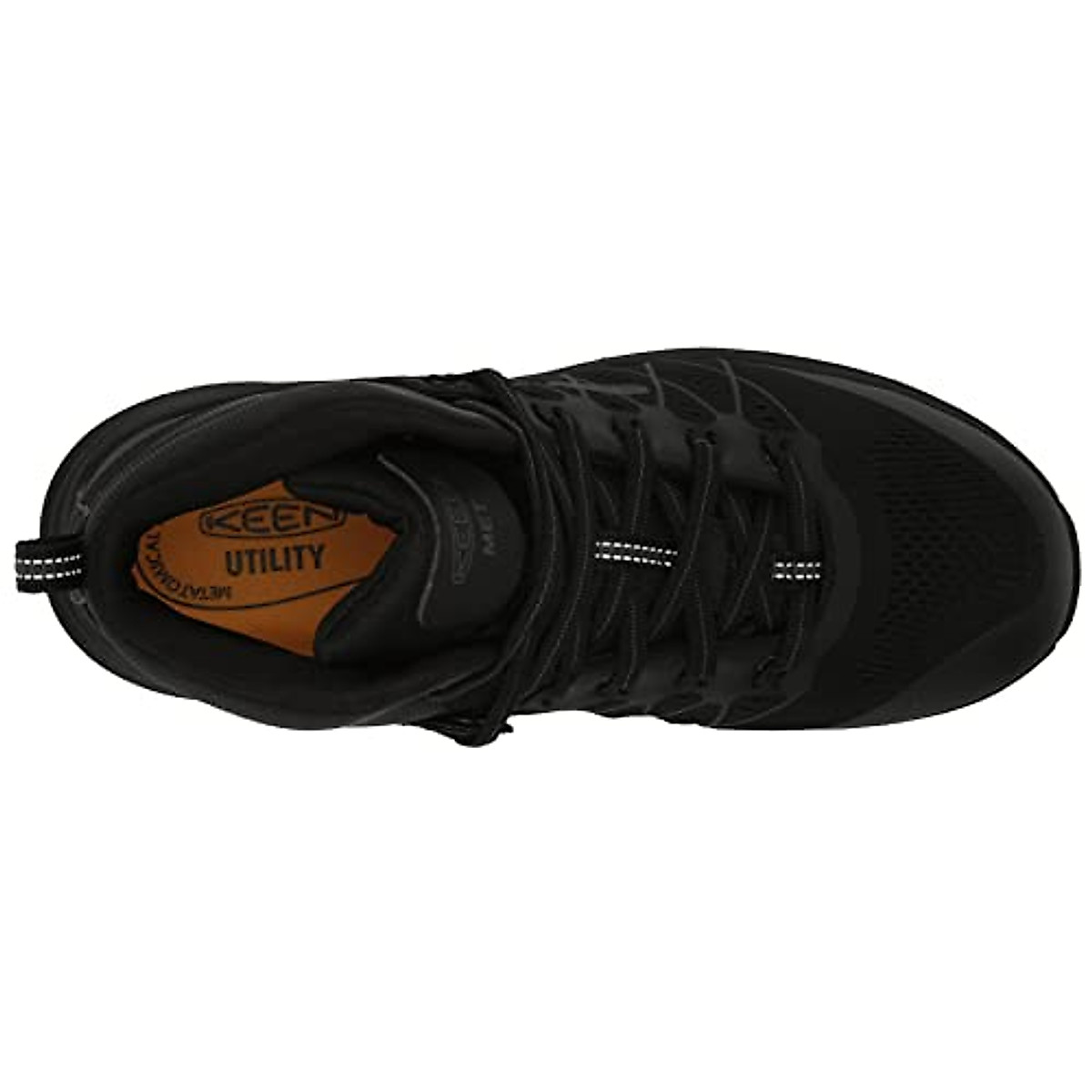 KEEN Utility Women's Vista Energy Mid Height Composite Toe Internal Metatarsal Guard Industrial Work Boots, Black/Raven, 7.5 Wide