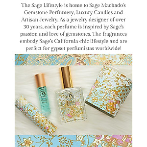 Turquoise Organic Perfume Oil Extract Roll-On by Sage- 1/4 oz, Vegan & Cruelty-Free, Marine Scent, Waterflower Musk, Blue Chamomile, Grapefruit