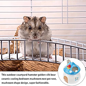 balacoo Ceramic Hamster Hideout Summer Cool Hamster Nest Mushroom Shape Pet Porcelain House for Mini Animals Guinea Pig Gerbil Ferret Syrian Hamster Chinchilla Rat