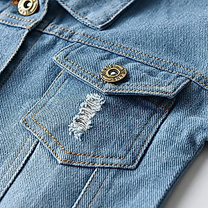 Noubeau Toddler Baby Boys Girls Jean Jacket Kids Denim Jacket Long Sleeve Button Top Coat Casual Outerwear (Blue, 2-3T)